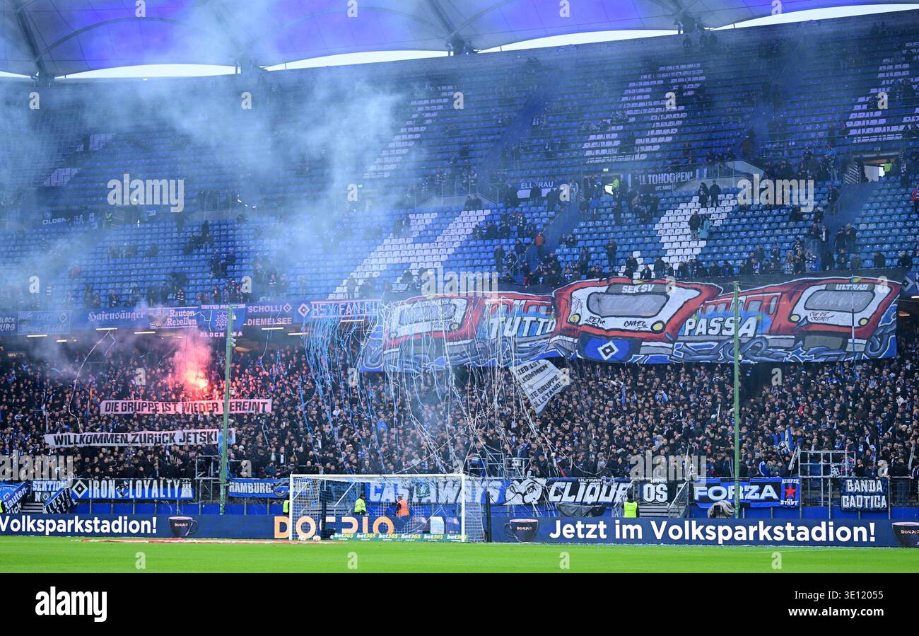 Fans supporters HSV Hamburg with a banner Hamburg, March 14, 2026 ...