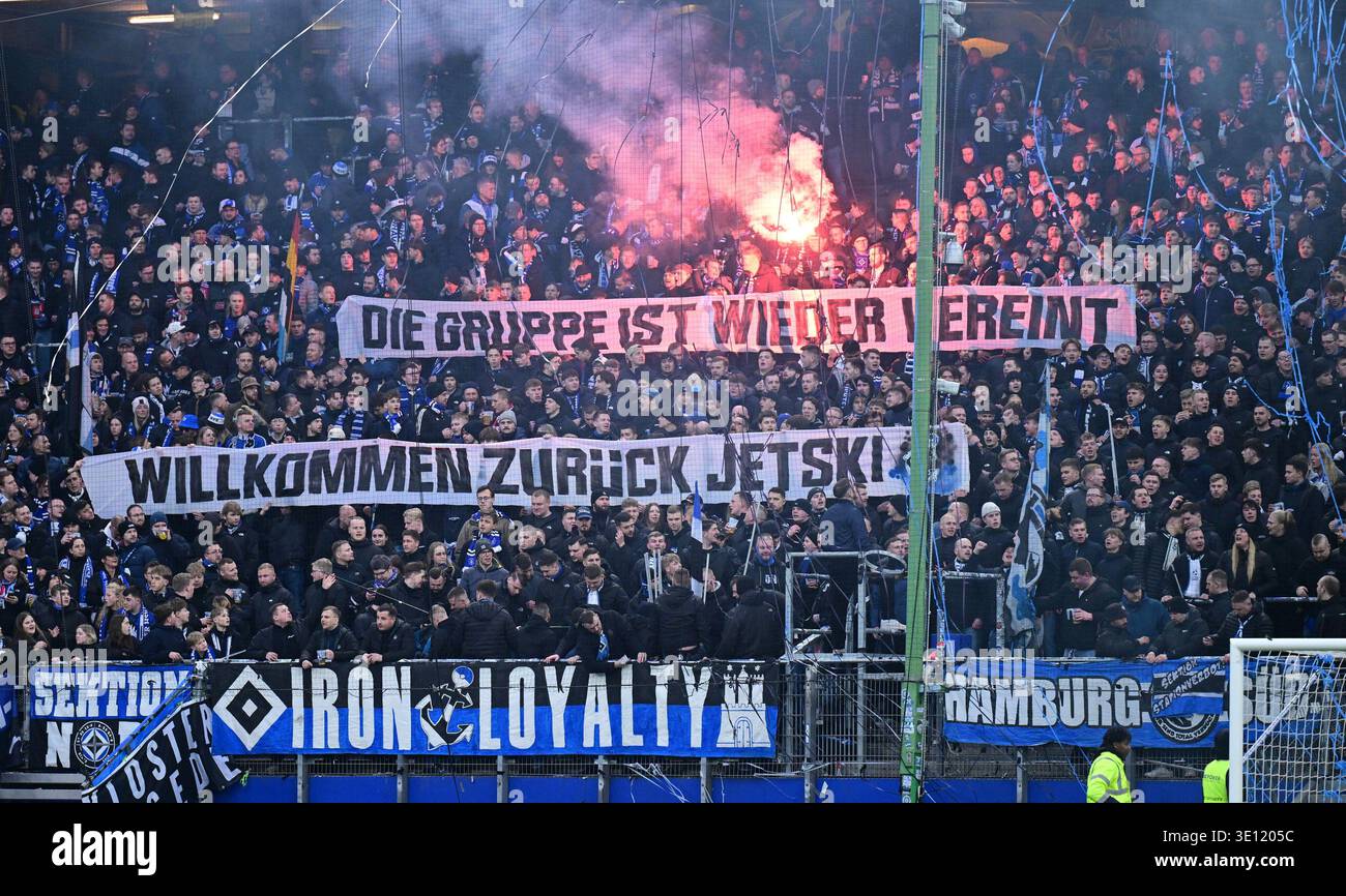 Fans supporters HSV Hamburg with a banner Hamburg, March 14, 2026 ...