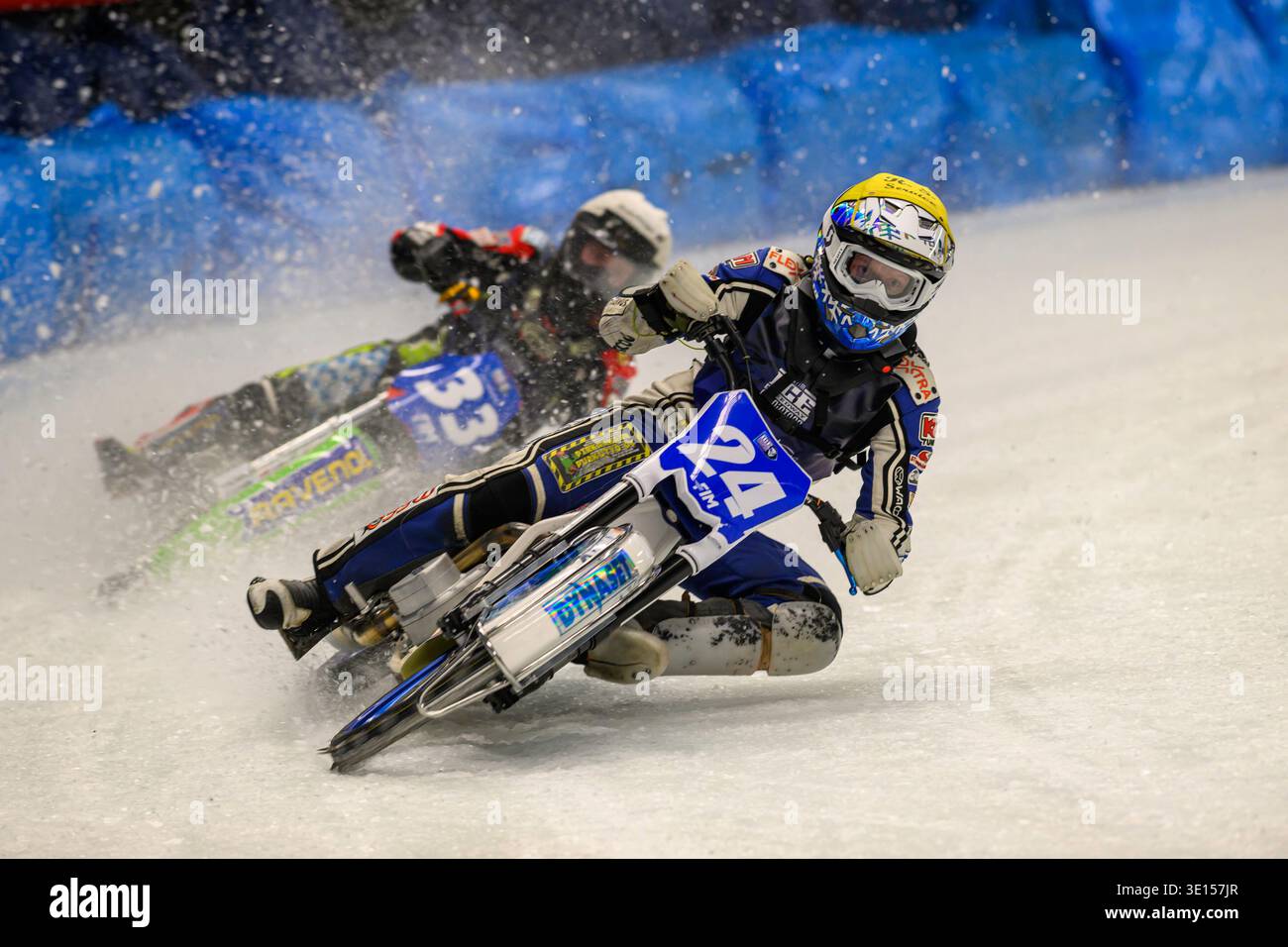 Max Koivula (24) of Finland in Yellow leading Johann Weber (33) of ...