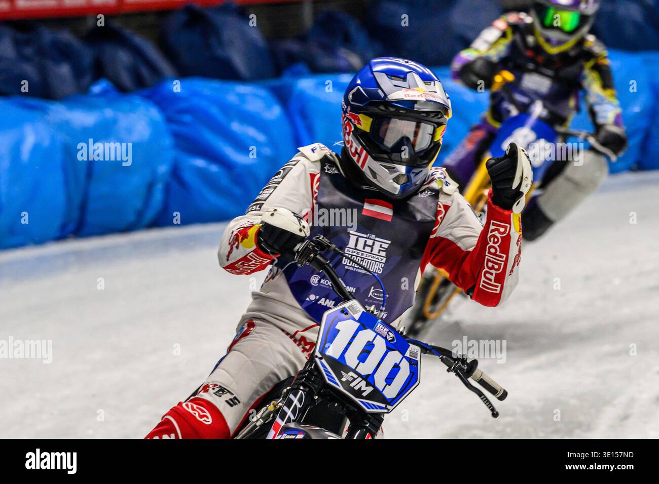 Franz Zorn (100) of Austria waves to the crowd after his heat win ...