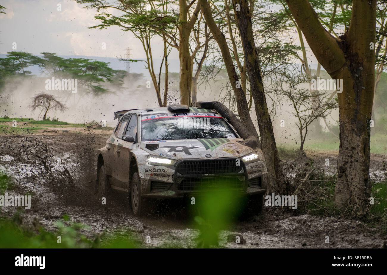 Naivasha, Kenya. 14th Mar, 2026. Estonian driver Robert Virves with his ...