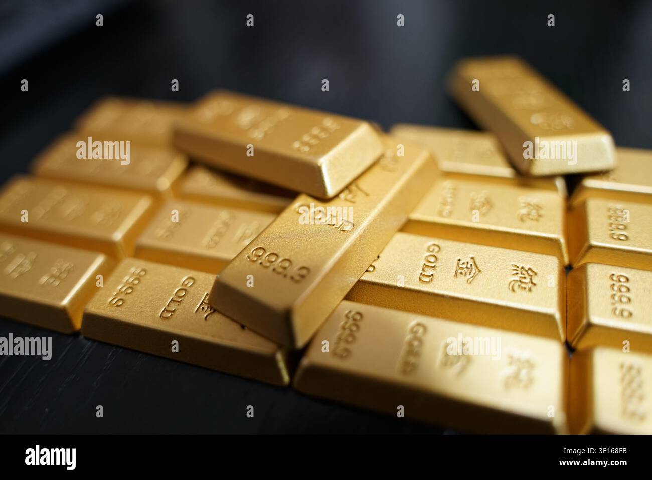 SHANGHAI, CHINA - MARCH 15, 2026 - Gold pure gold bar models captured ...