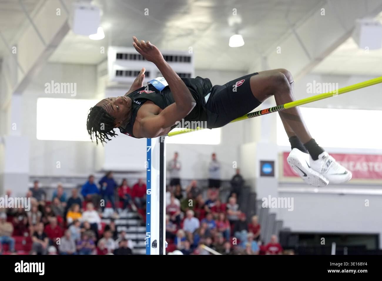 Tito Alofe of Harvard wins the high jump at 7-4 1/2 (2.24m) during the ...