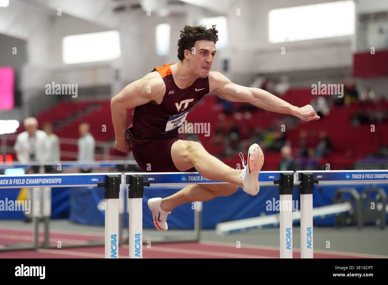 Nathaniel Paris of Virginia Tech runs 8.05 in the heptathlon 60m ...