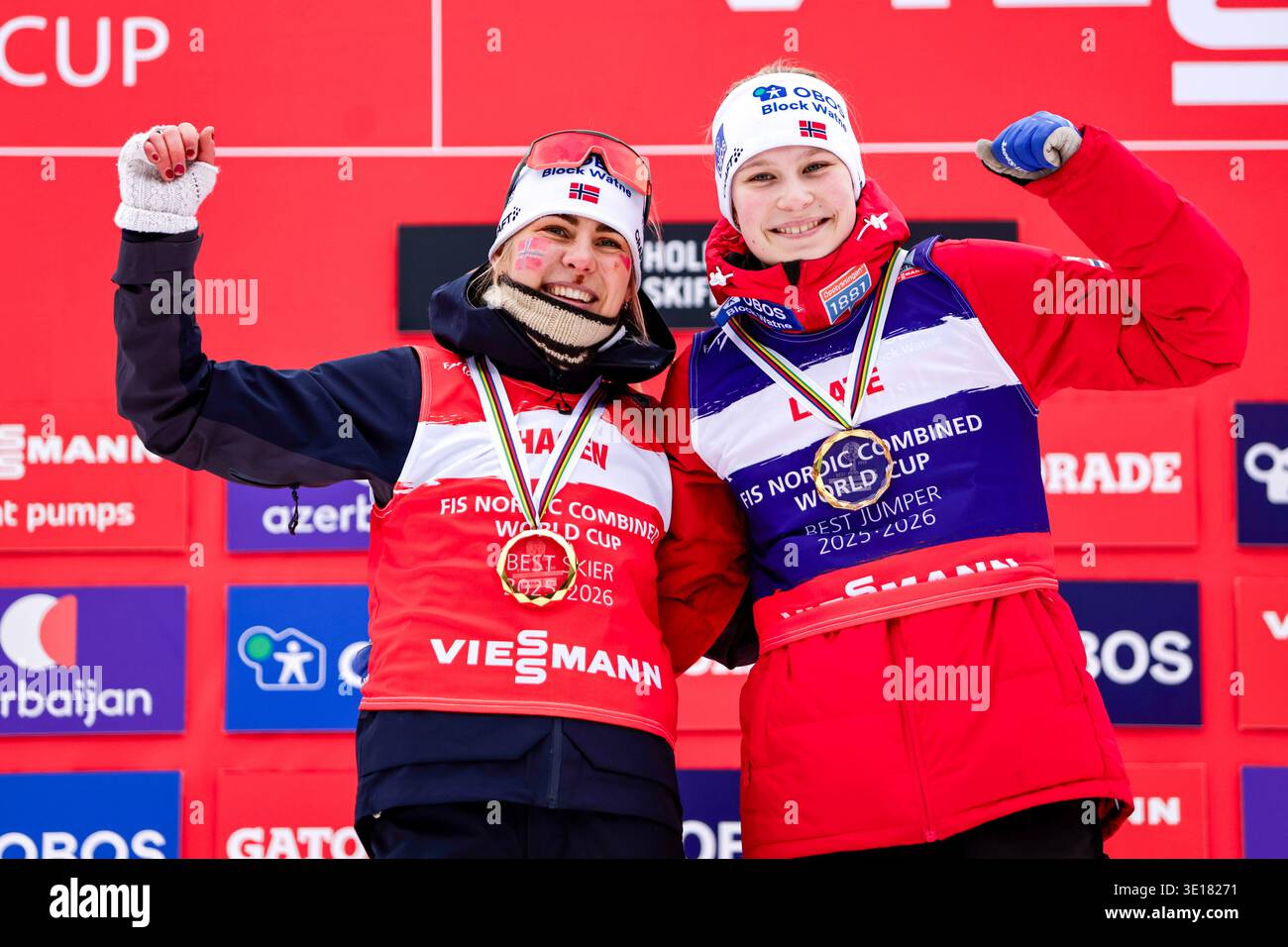 Oslo 20260315. Ida Marie Hagen and Ingrid Låte after combined cross ...