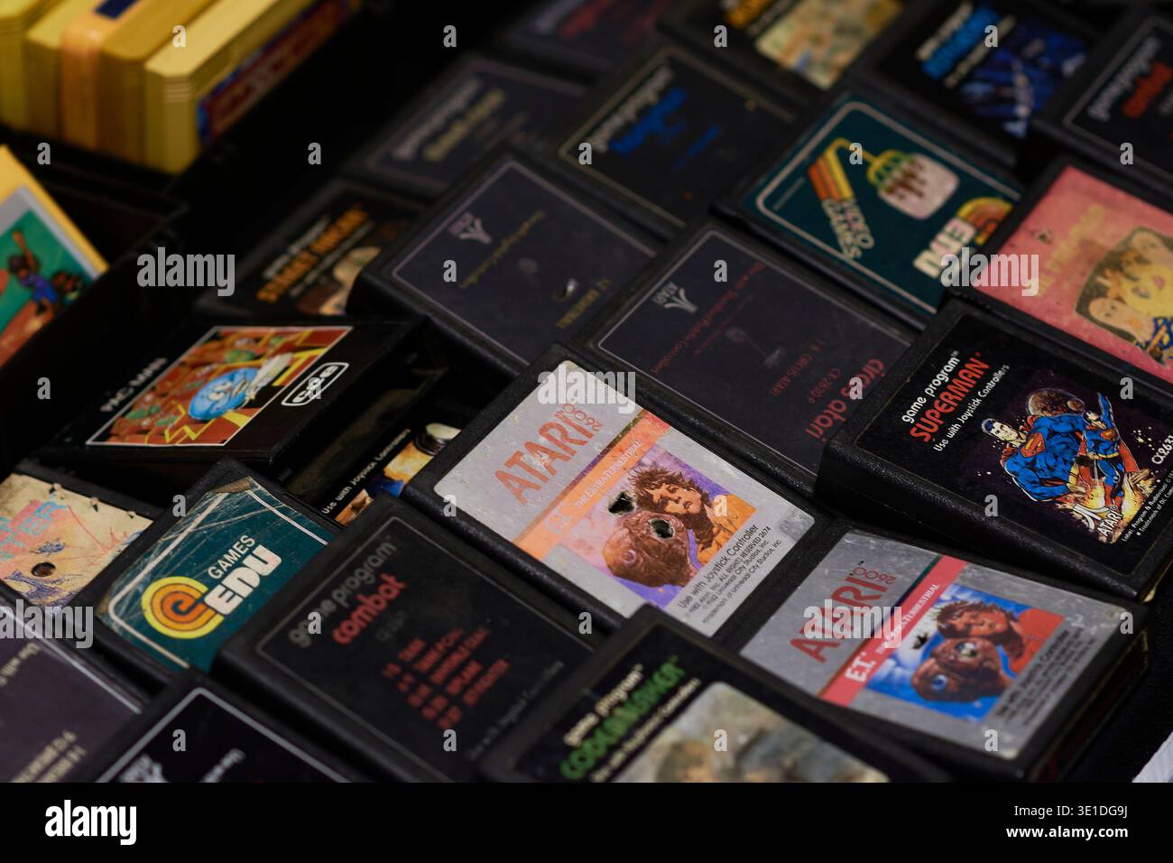 Vintage Atari 2600 game cartridges displayed together, featuring ...
