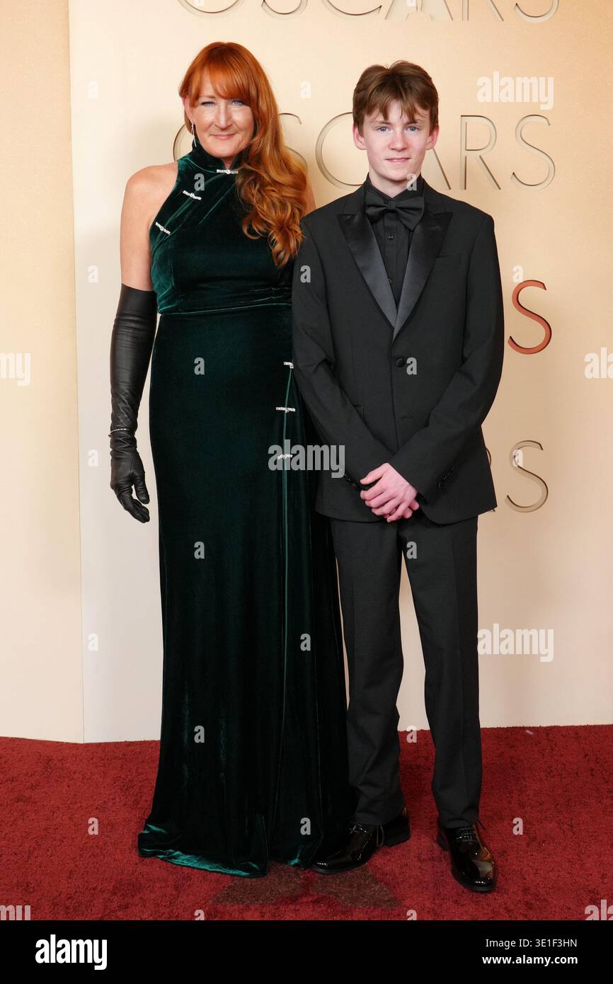 Cliona Furey, left arrives at the Oscars on Sunday, March 15, 2026, at ...