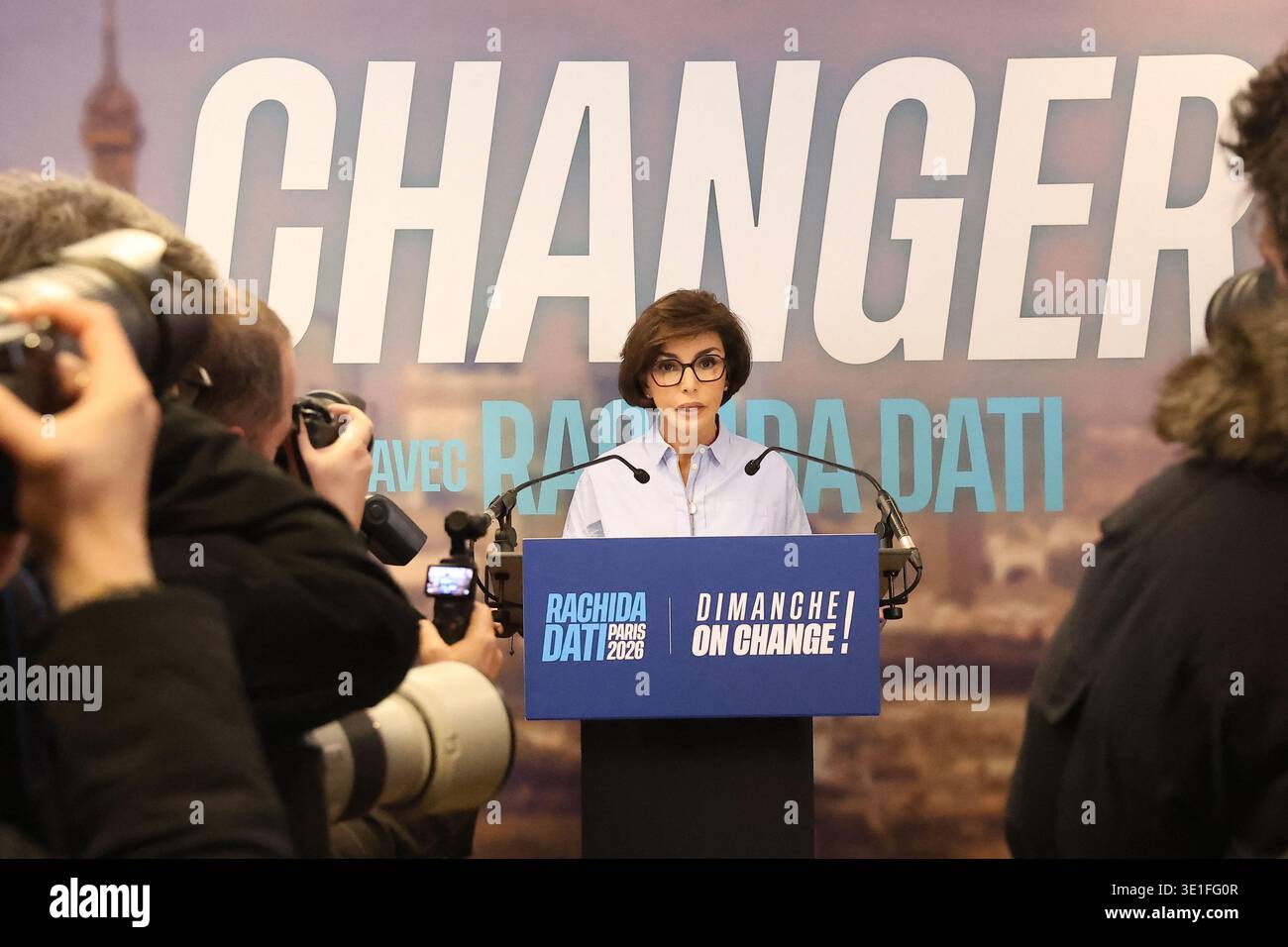 Rachida Dati at her campaign headquarters, just before her press ...