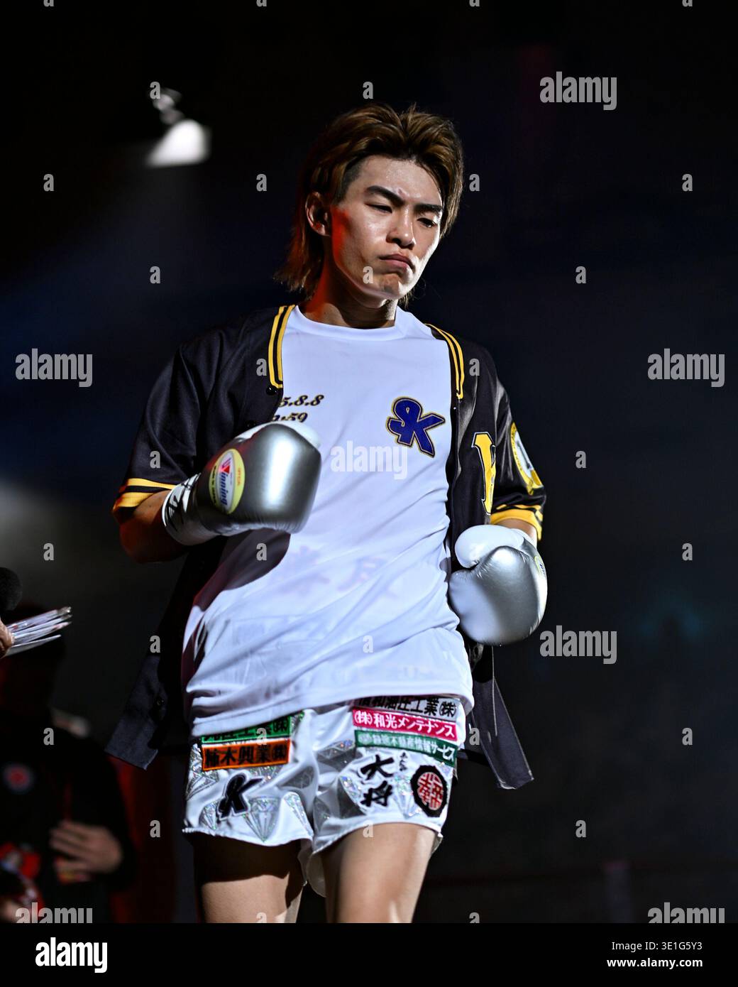 Champion Yamato Hata of Japan before the OPBF Super Featherweight title ...