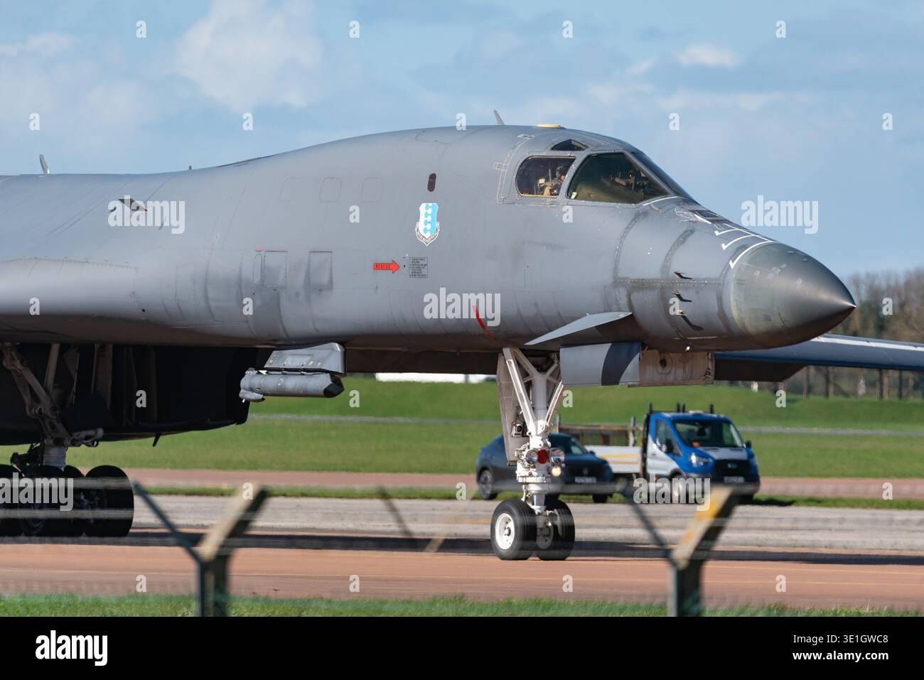 US Air Force Rockwell B-1B Lancer bomber plane taxiing for take off at ...