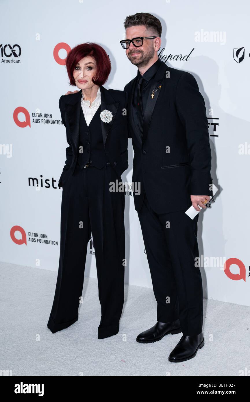 Sharon Osbourne and Jack Osbourne attends the Elton John AIDS ...