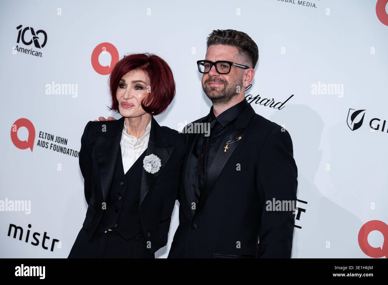 Sharon Osbourne and Jack Osbourne attends the Elton John AIDS ...