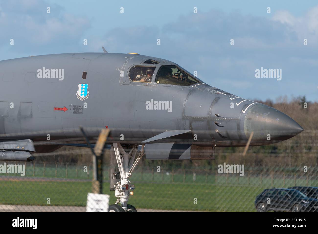 US Air Force Rockwell B-1B Lancer bomber plane taxiing for take off at ...