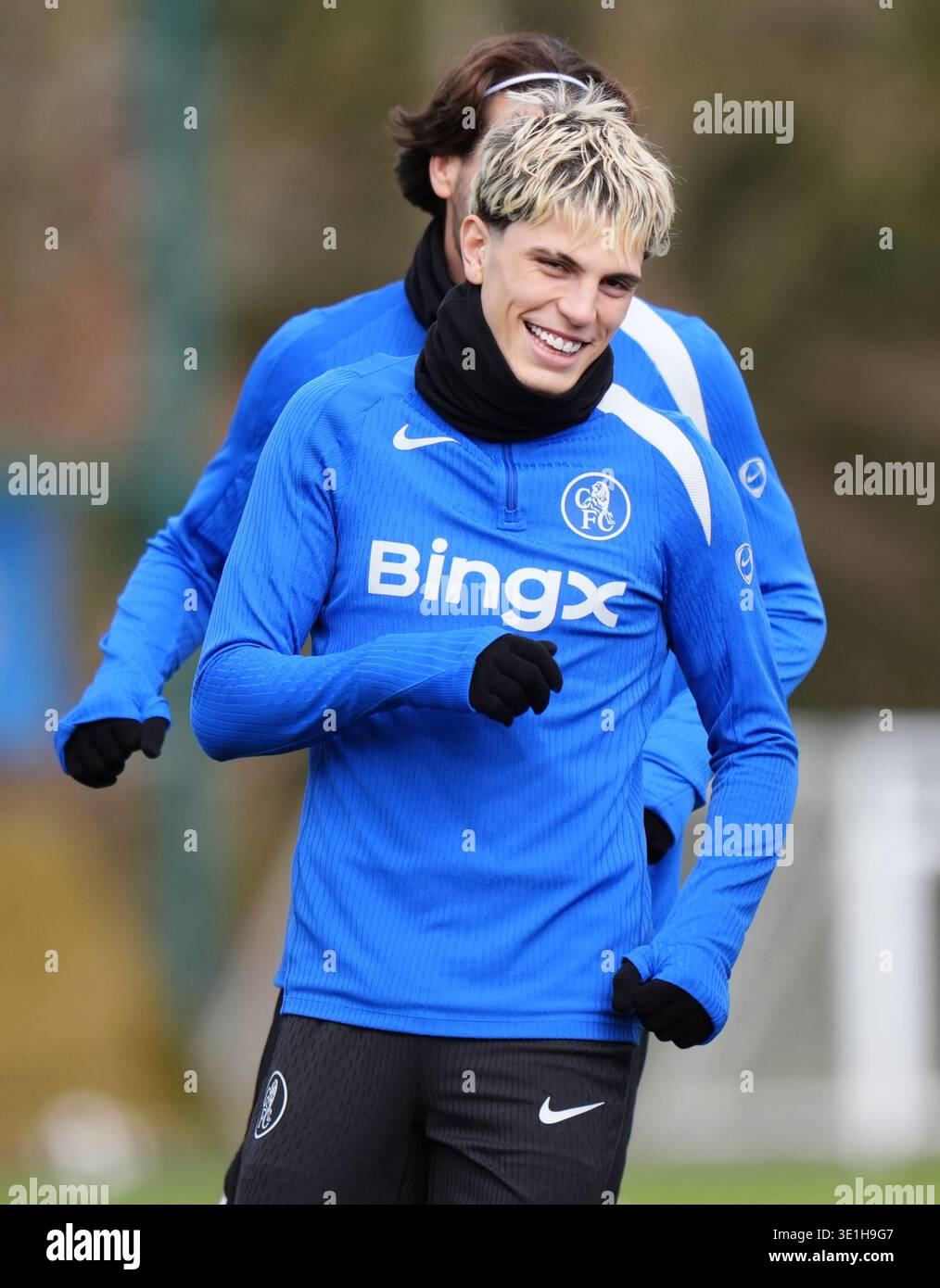 Chelsea's Alejandro Garnacho during a training session at the Cobham ...