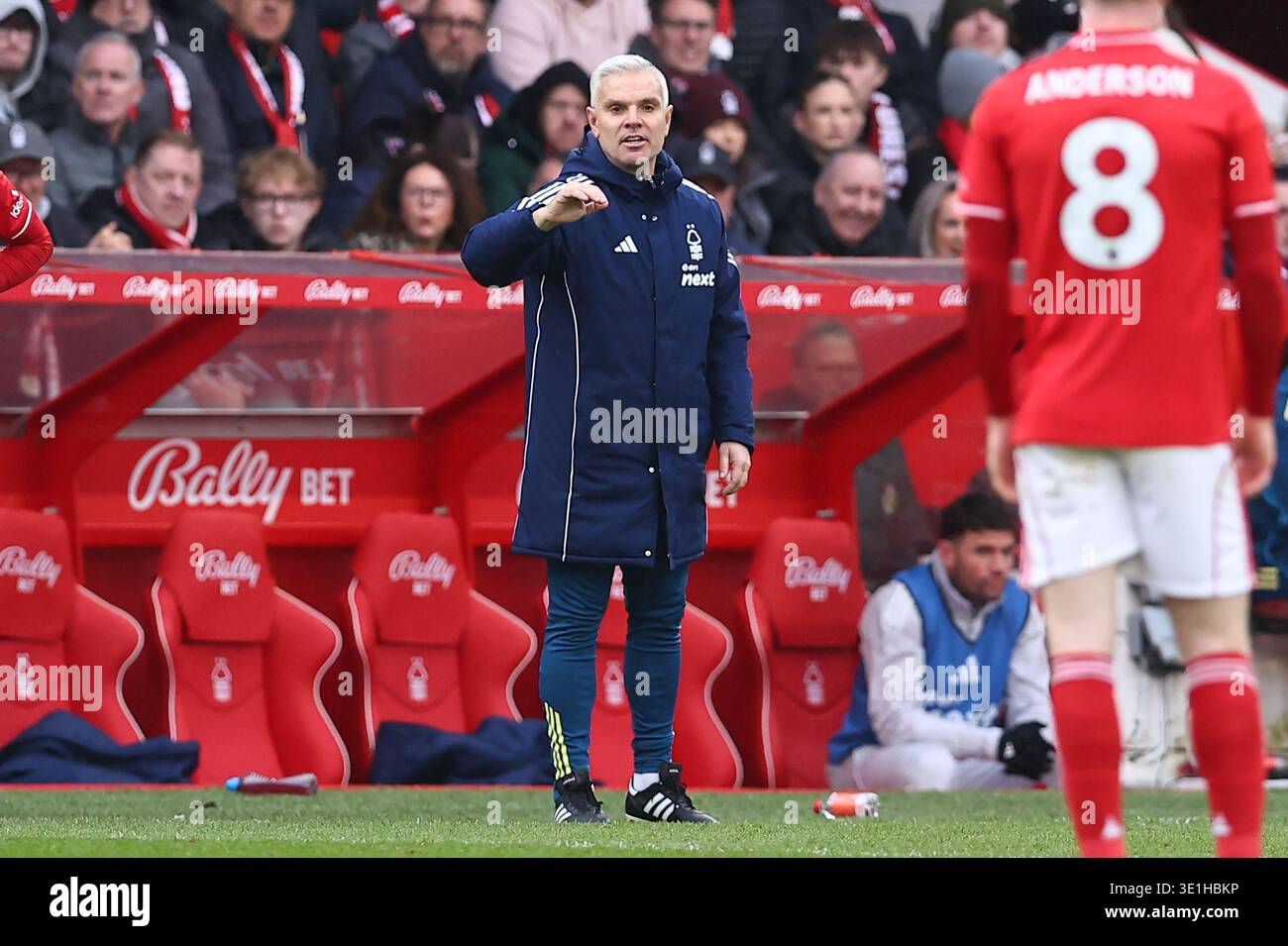 Nottingham Forest assistant manager Luís Miguel gestures during the ...
