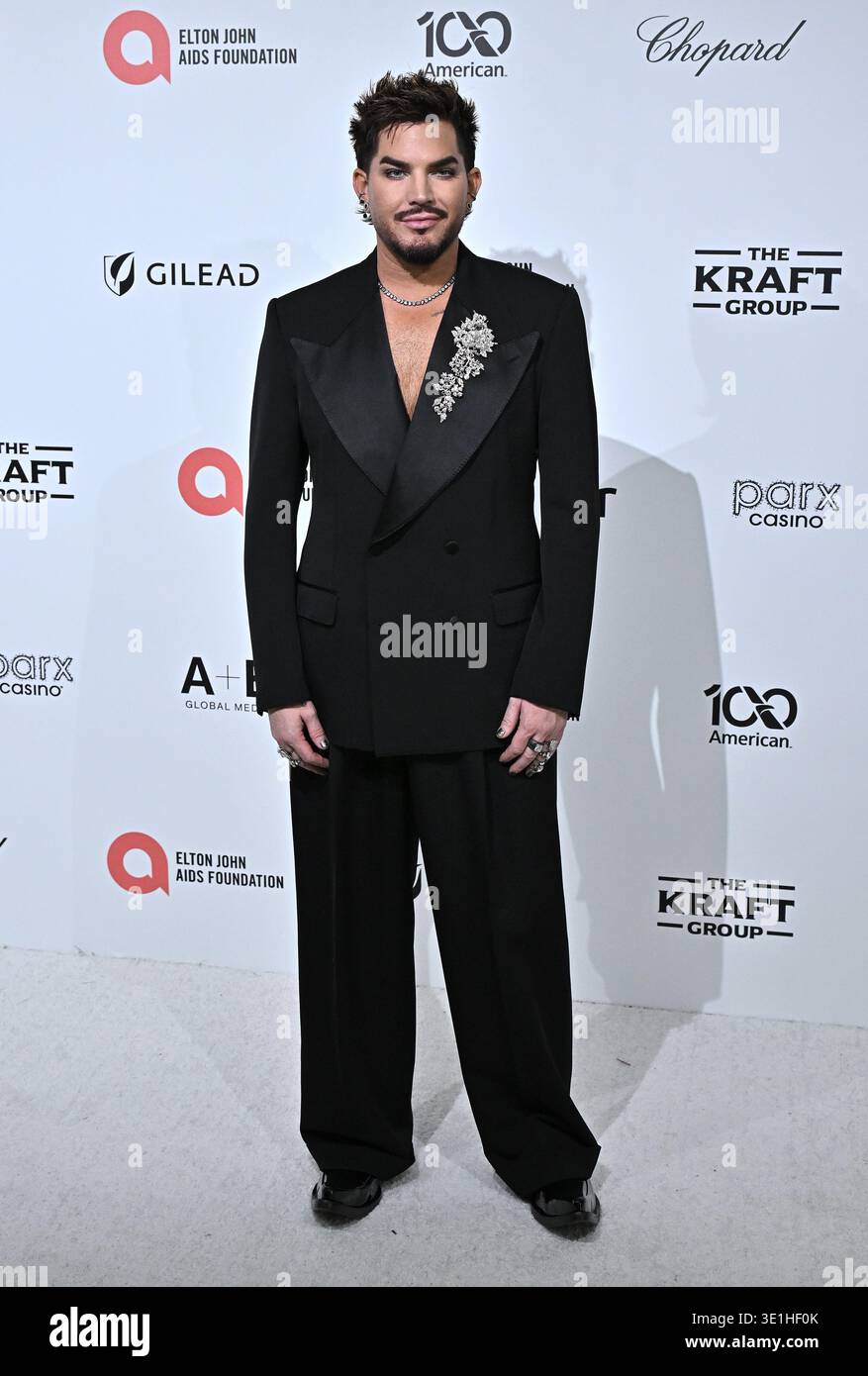 Adam Lambert arriving to the 34th Annual Elton John AIDS Foundation ...