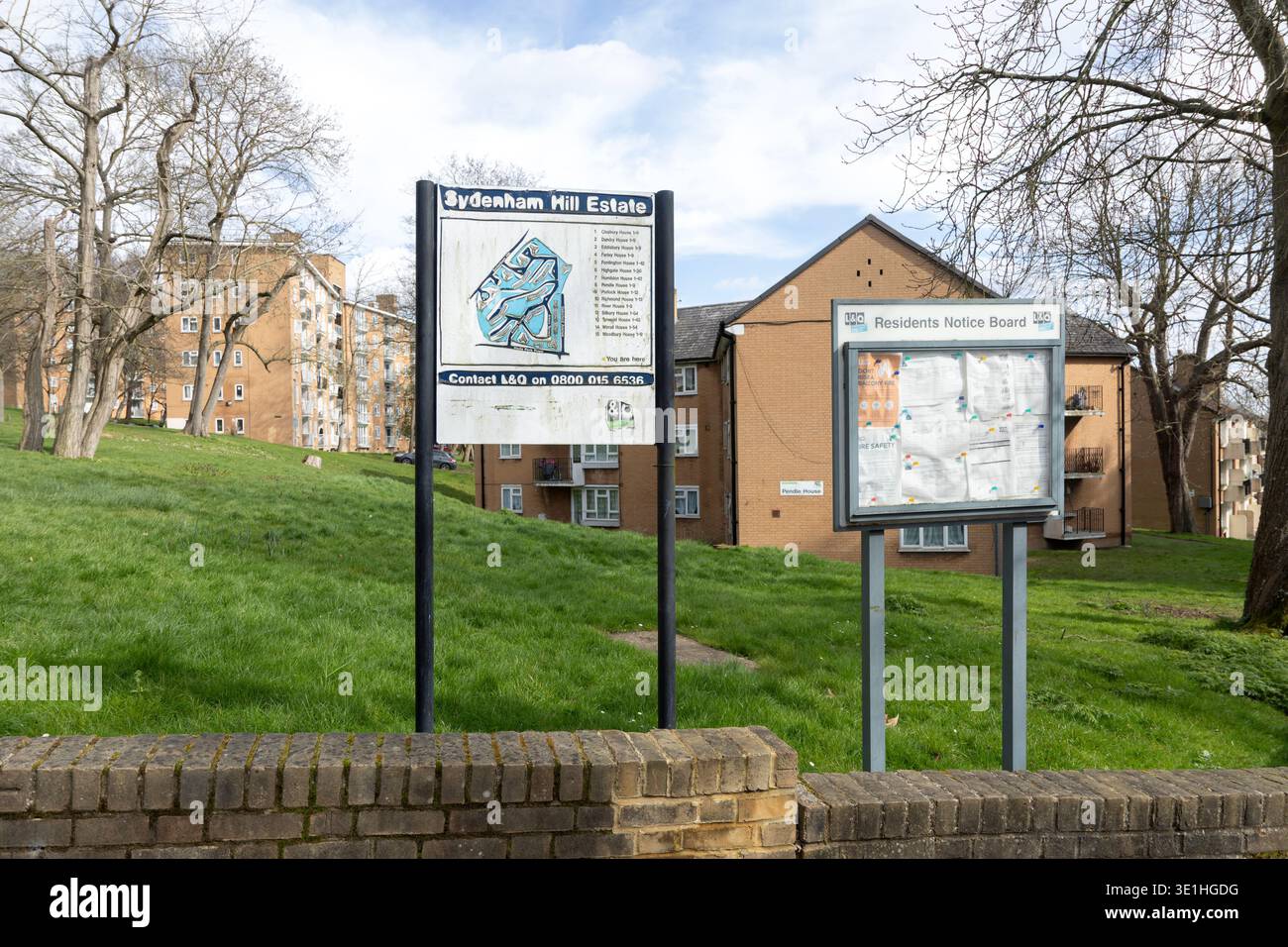 Residents Notice Board, map plan of Sydenham Hill Estate, Lewisham ...