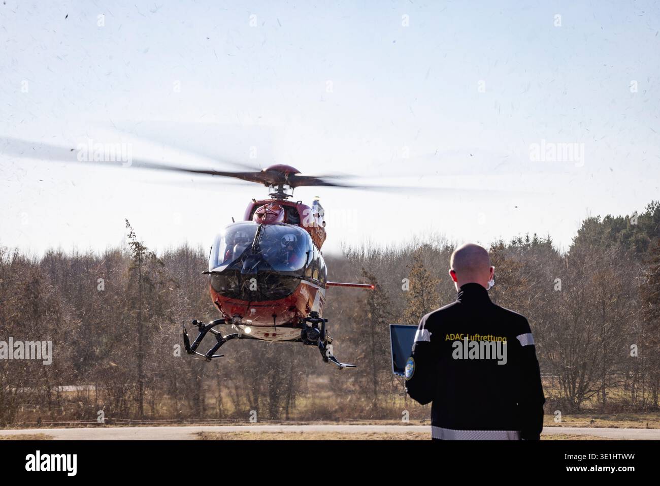 A helicopter of the DRF lands on a meadow. Taken during the Medic ...