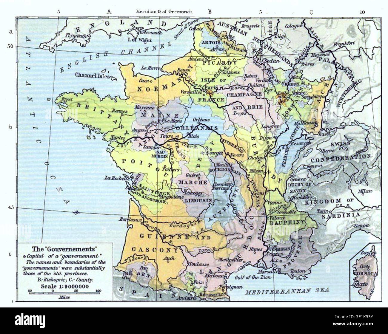 Map of provincial governments france hi-res stock photography and ...