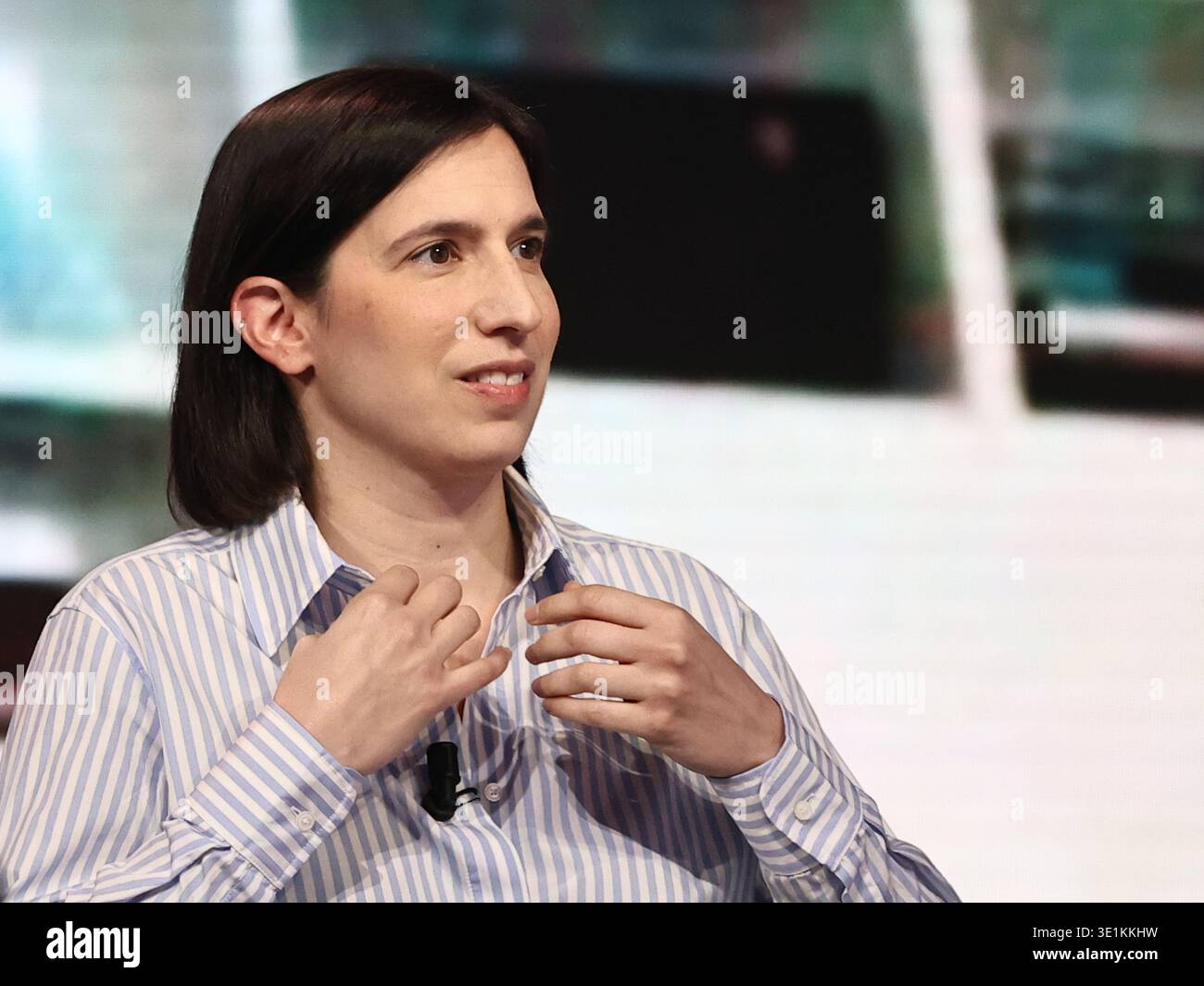 Rome, La7 studios, TV show "Tagadà." Pictured: Elly Schlein Stock Photo ...