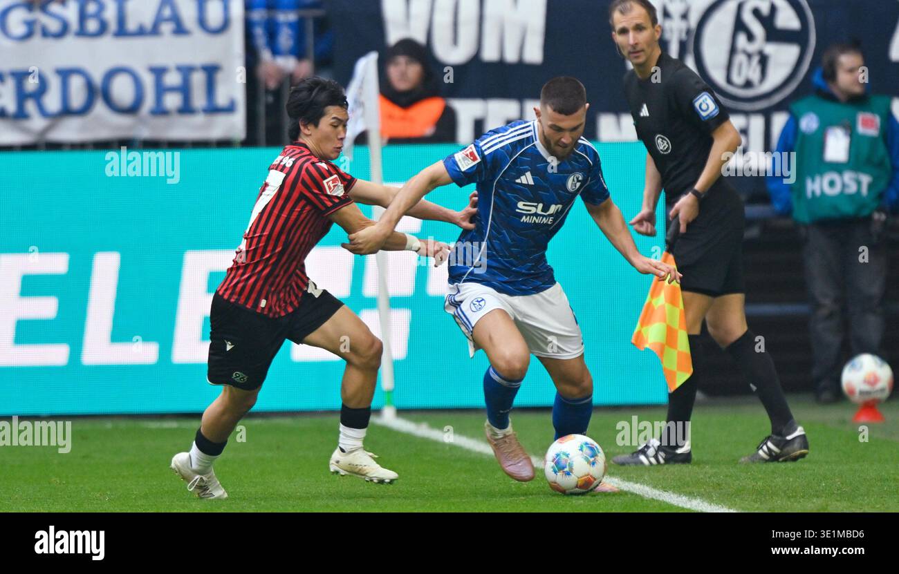 from left: Hayate Matsuda, Hasan Kurucay (Schalke) Leverkusen, March 14 ...