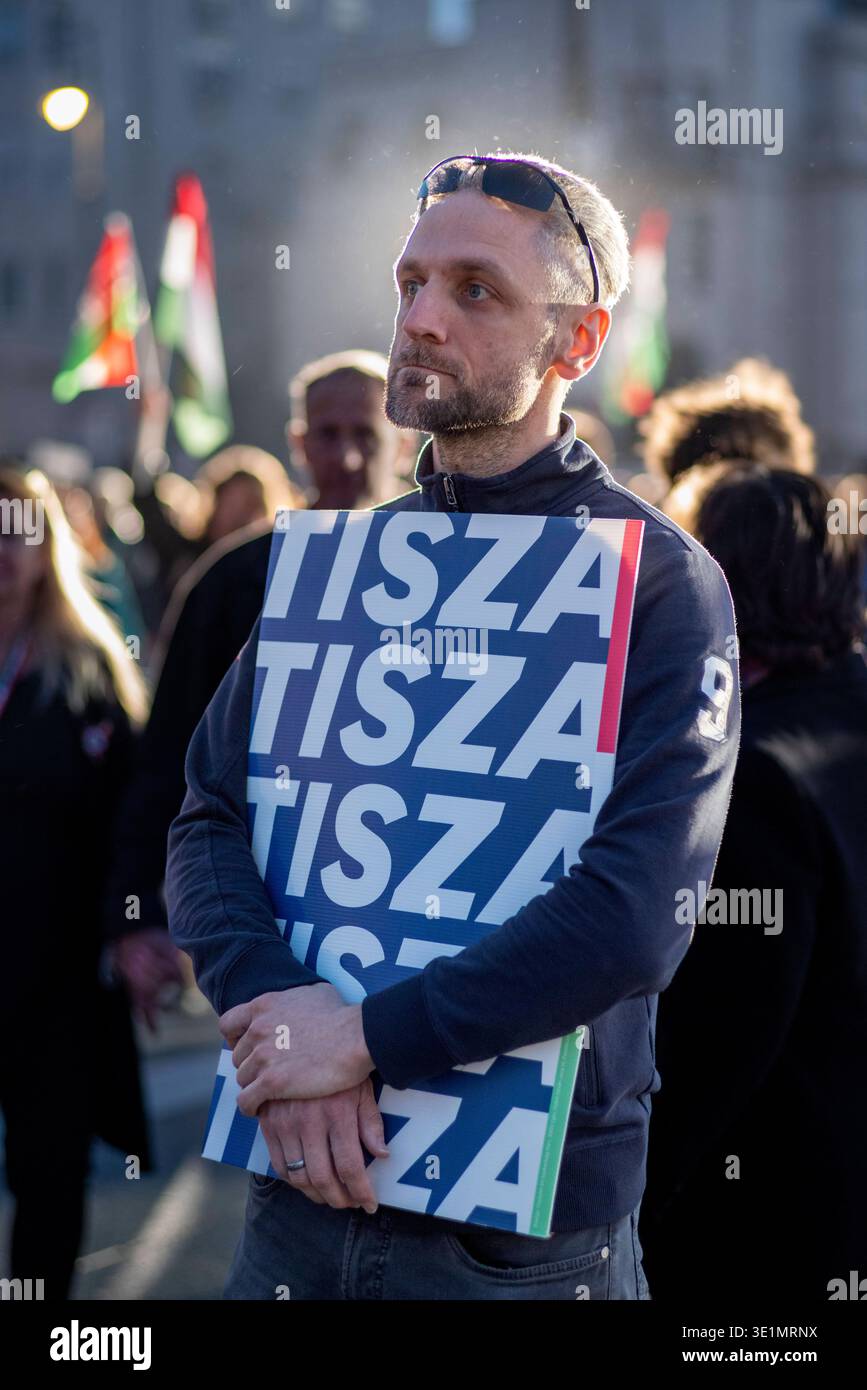 Peter Magyar s Tisza party/ 1848 commemoration, Budapest, Hungary ...