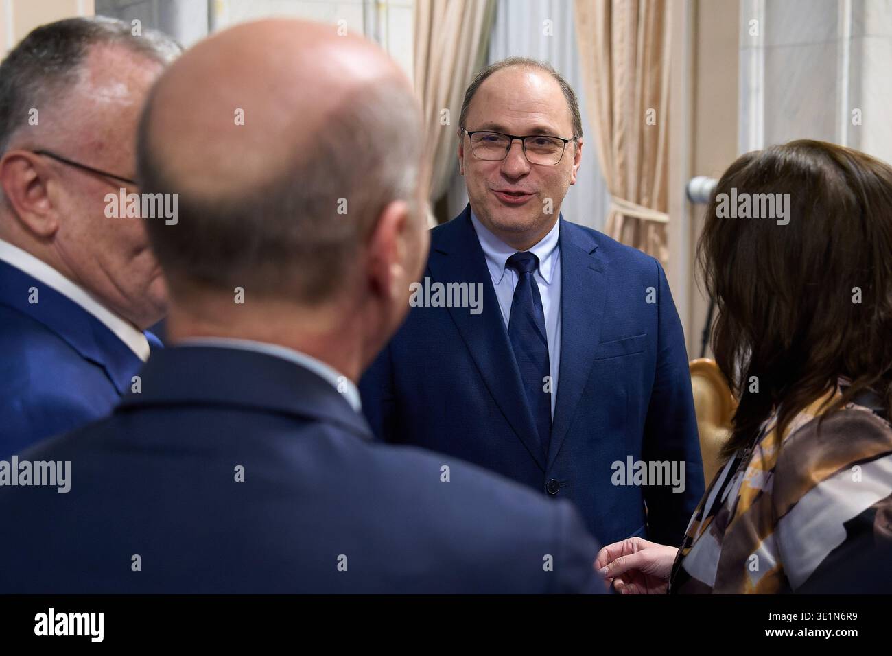 Bucharest, Romania. 16th Mar, 2026: Mihai Dimian, Minister of Education ...