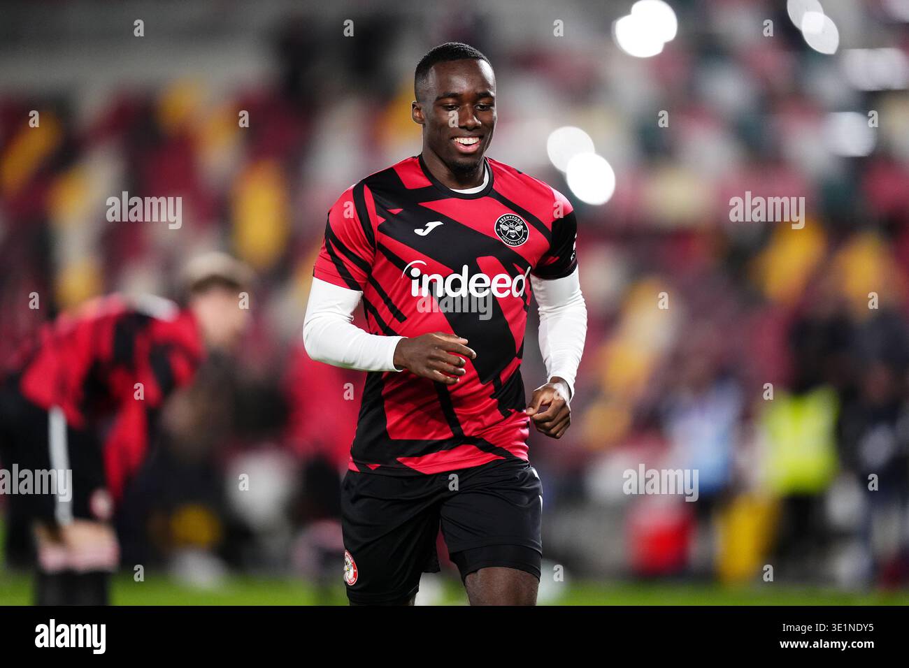 Brentford's Michael Kayode ahead of the Premier League match at the ...