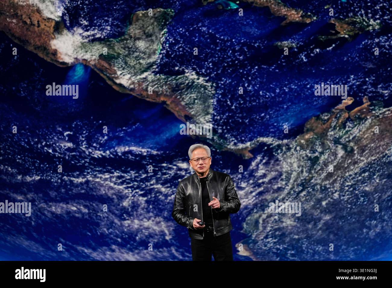 Nvidia CEO Jensen Huang speaks during an Nvidia conference focusing on ...