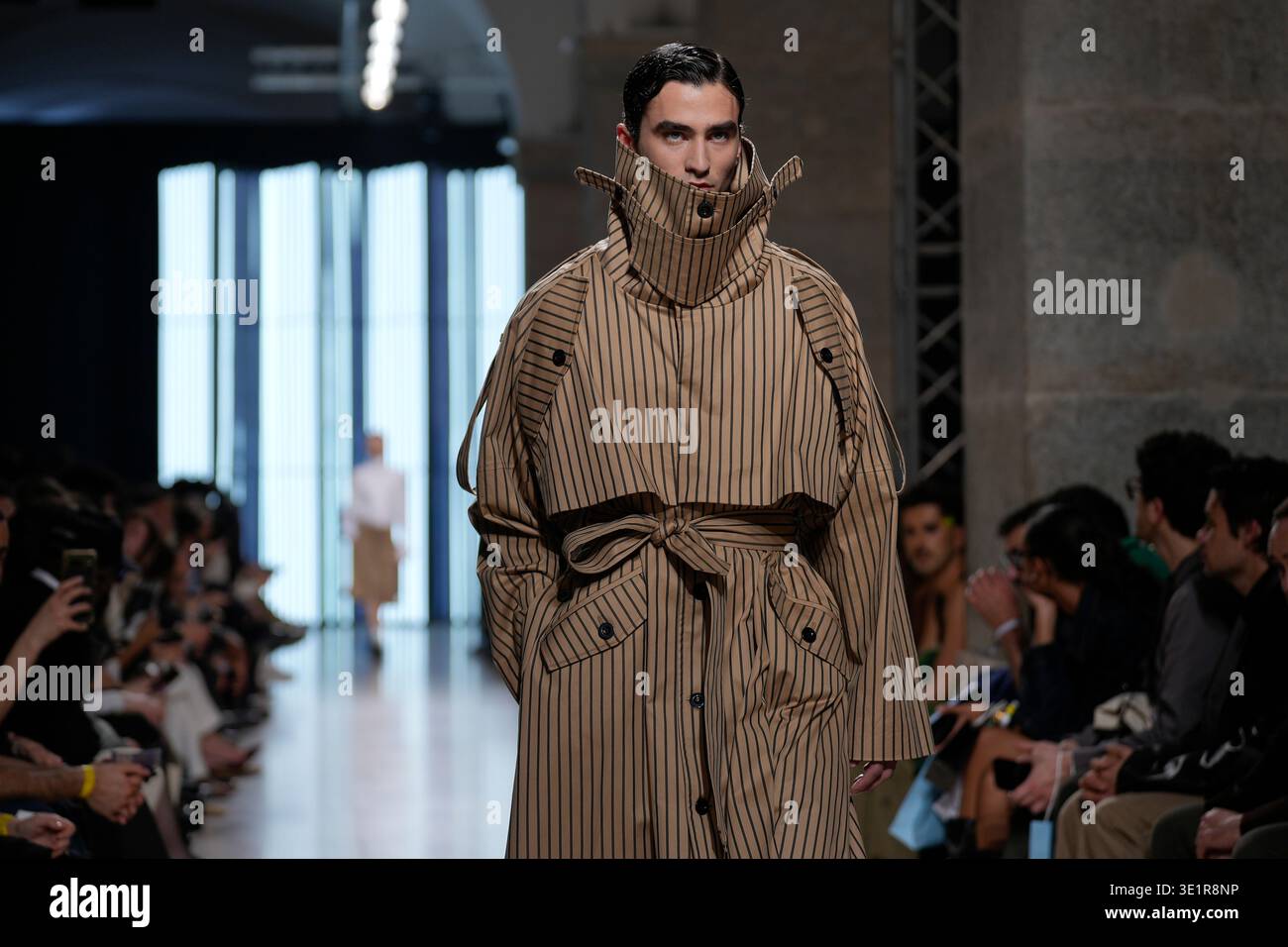 A model walks the runway during Luis Carvalho fashion show at ...
