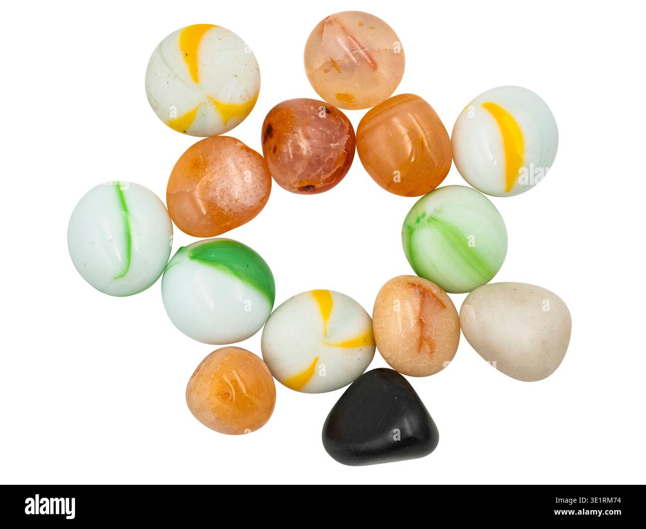 Colorful Glass Marbles and Pebbles in Circle on Transparent Stock Photo ...