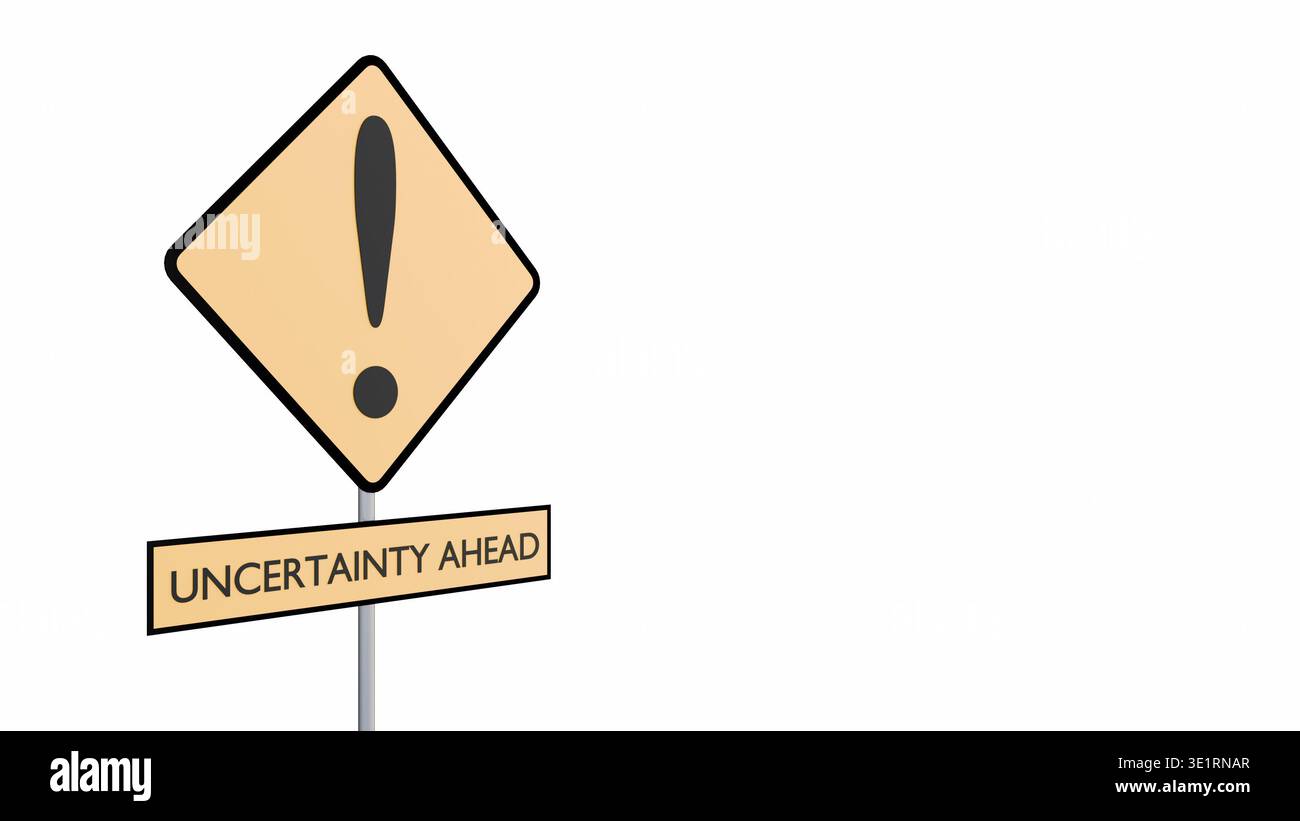 3D Concept of Market Risk: A Yellow Caution Sign with "UNCERTAINTY ...
