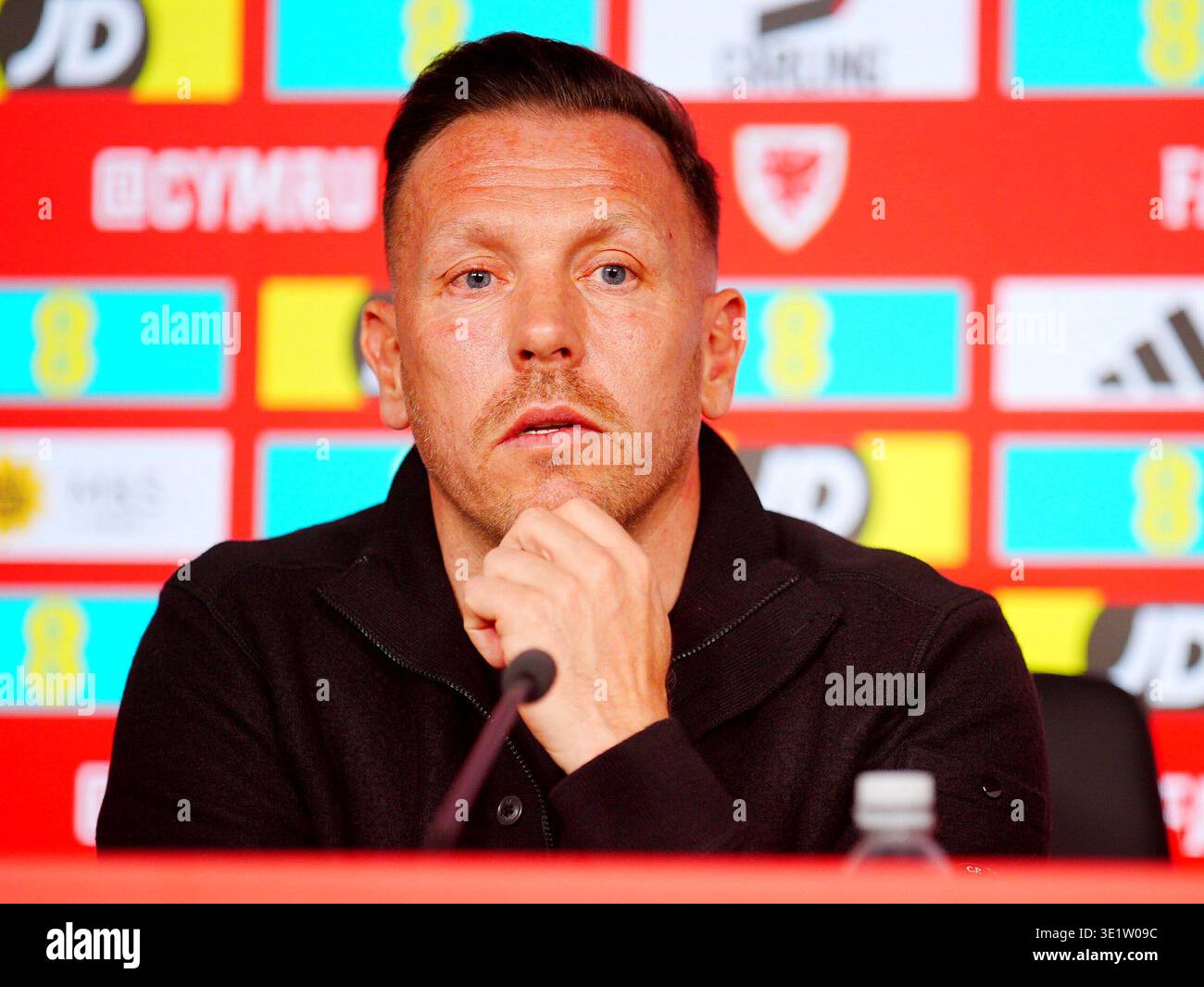 Wales manager Craig Bellamy during a press conference at the Vale ...