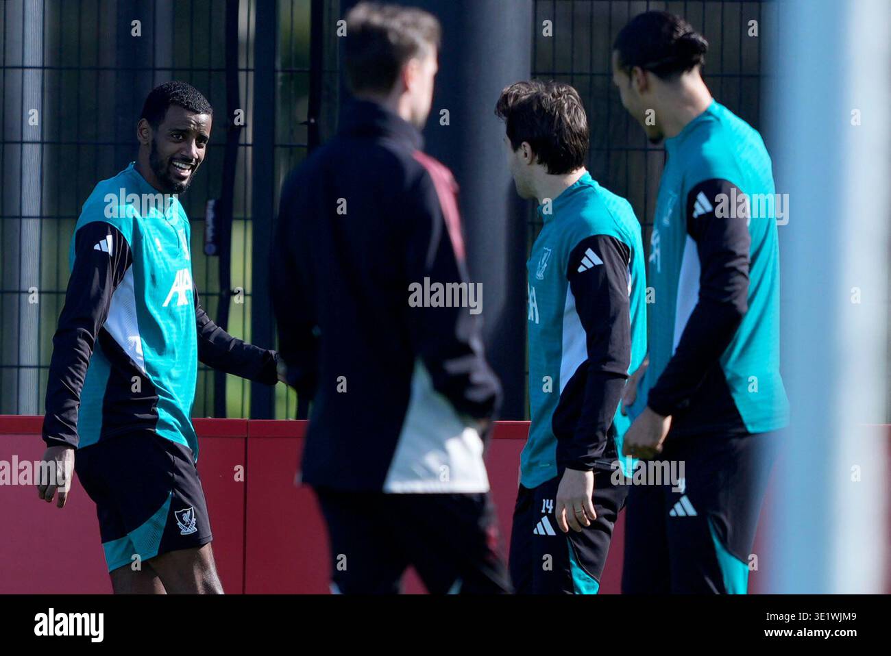 Liverpool's Alexander Isak (left) during a training session at the AXA ...