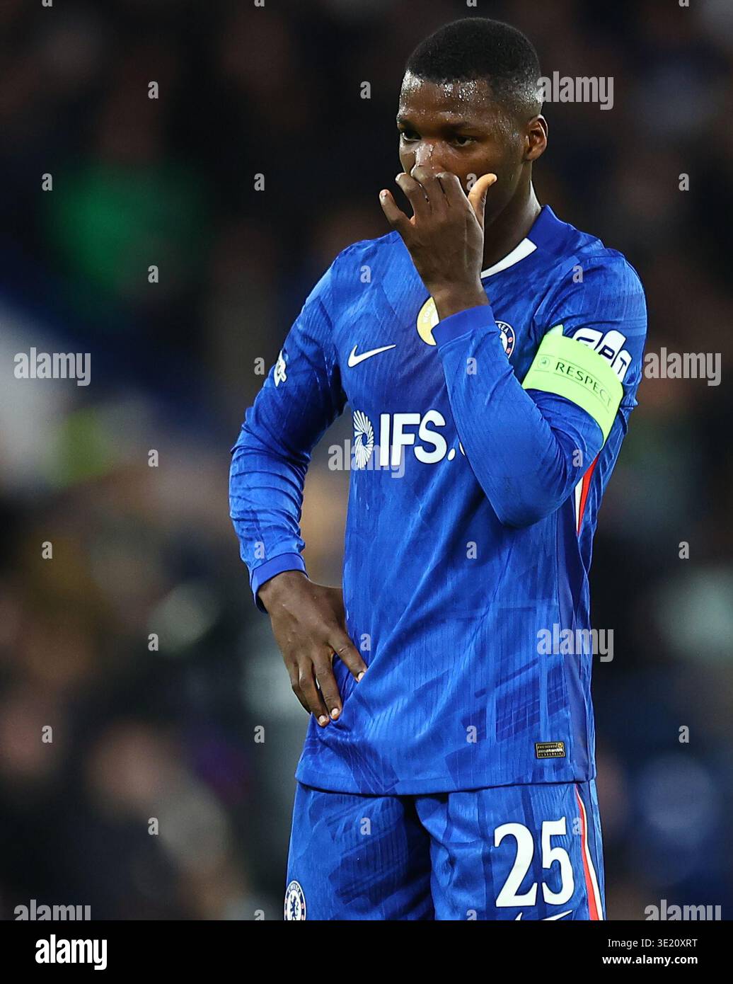 Moises Caicedo of Chelsea reacts during Chelsea and Paris Saint-Germain ...