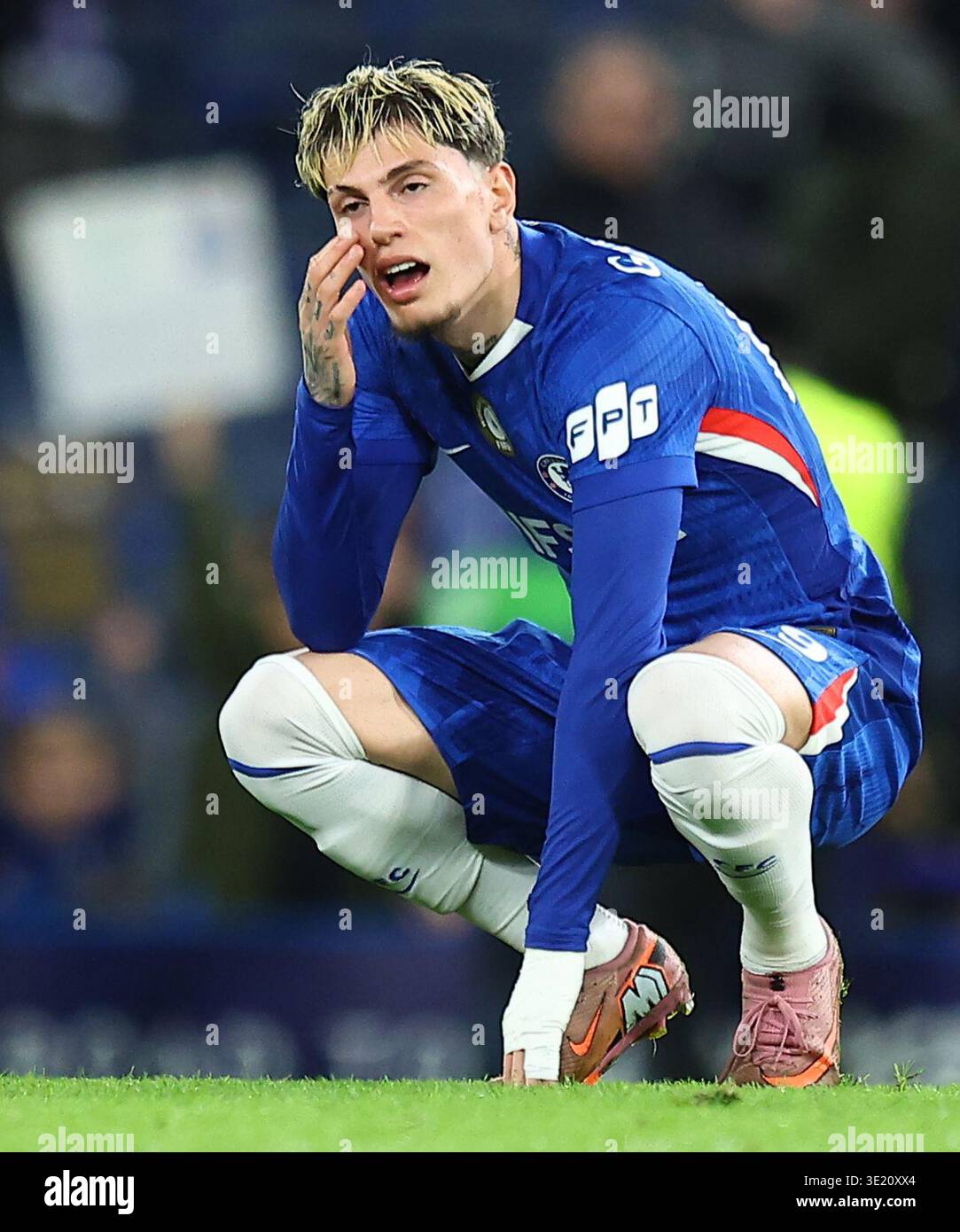 Alejandro Garnacho of Chelsea reacts during Chelsea and Paris Saint ...