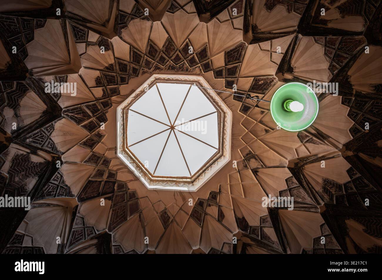 Octagonal skylight and light well in Yazd bazaar, Iran, photographed ...
