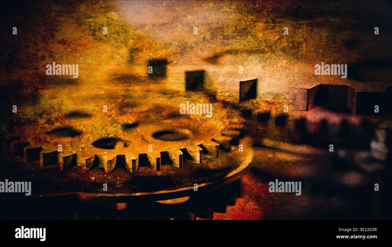 High-quality industrial grunge background featuring rusty, interlocking ...