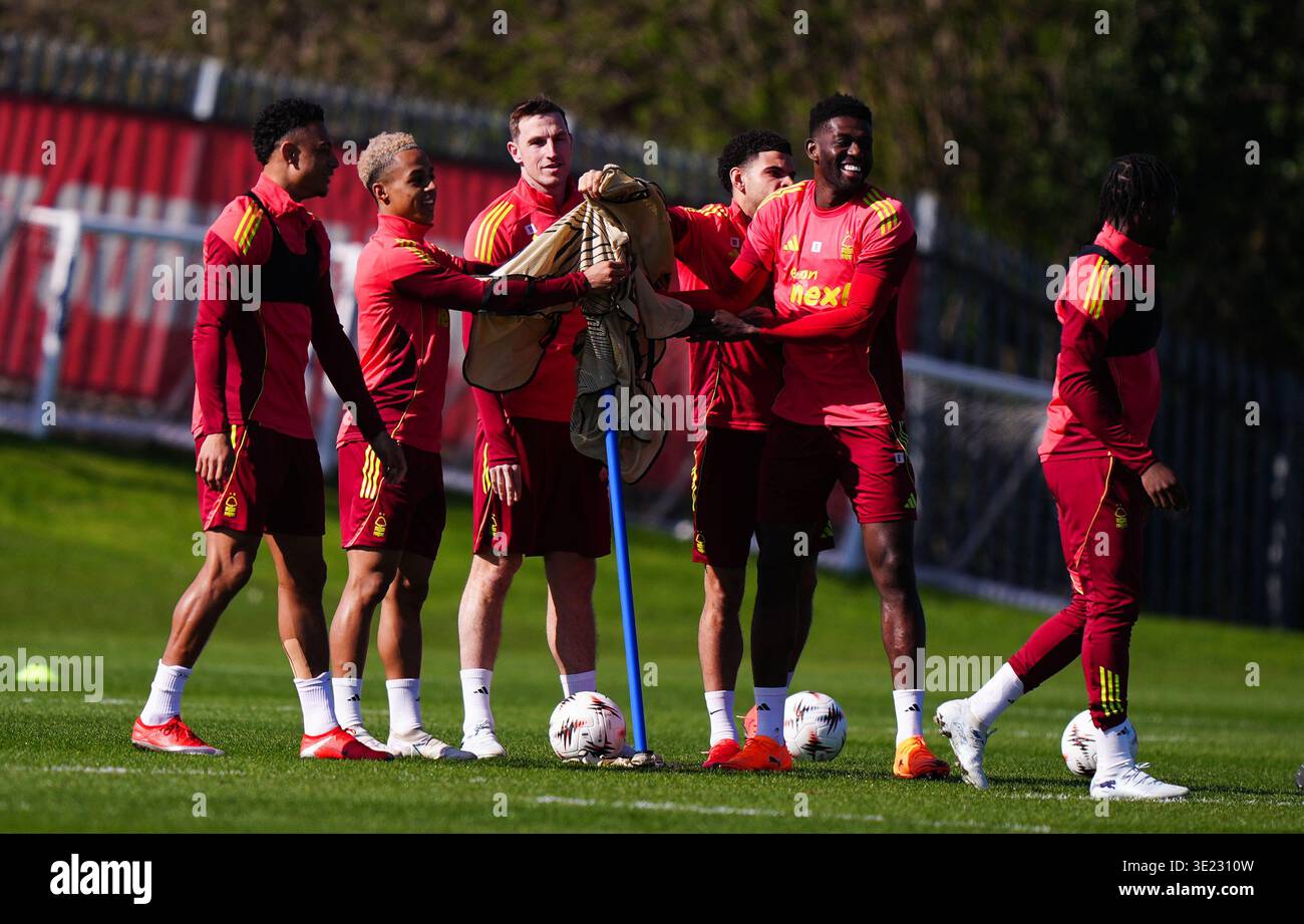 Nottingham Forest's Chris Wood with team mates during a training ...