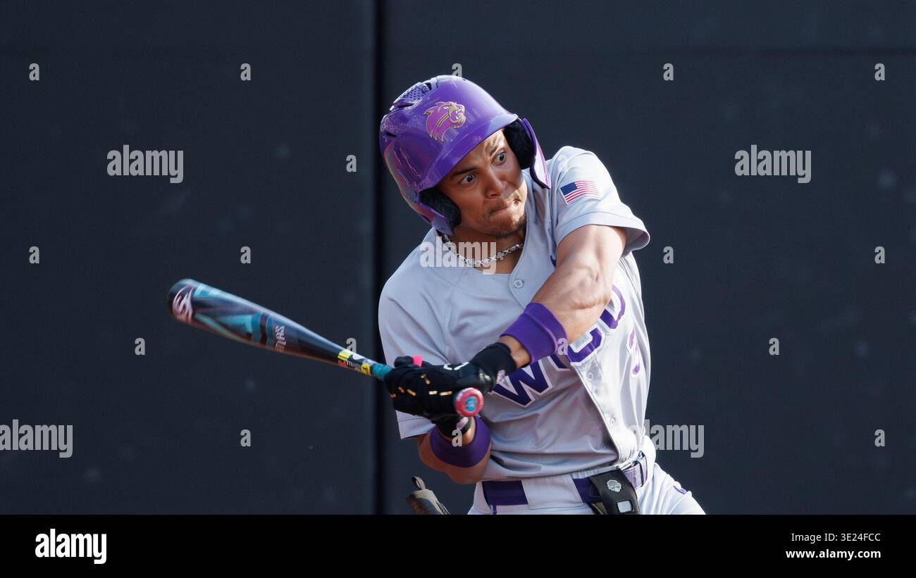 Western Carolina's Jaylen Jones (3) bats during an NCAA baseball game ...
