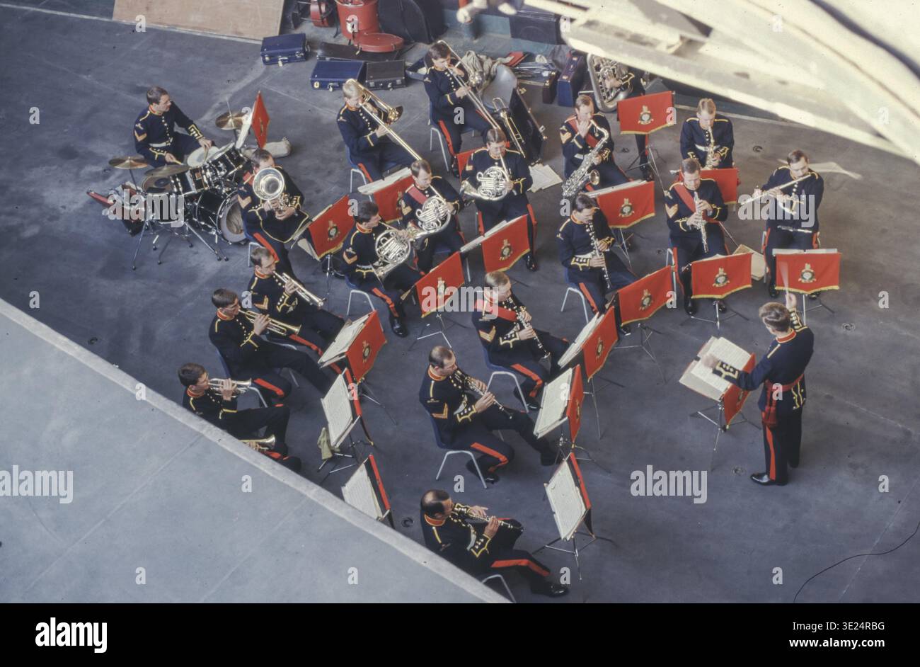 Military brass band on the HMS Illustrious, British Invincible-class ...