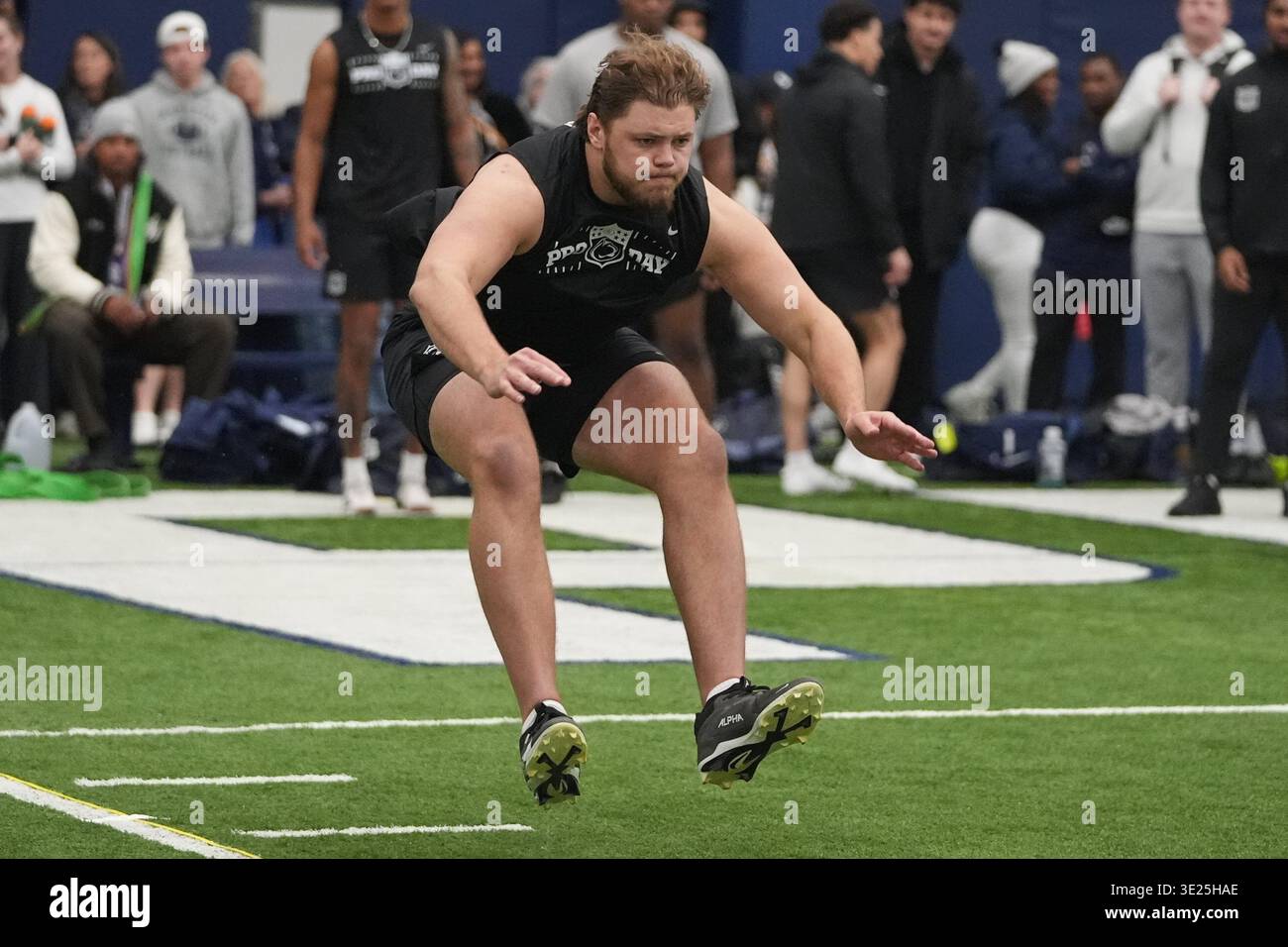 Penn State offensive lineman Nolan Rucci participates in Penn State's ...