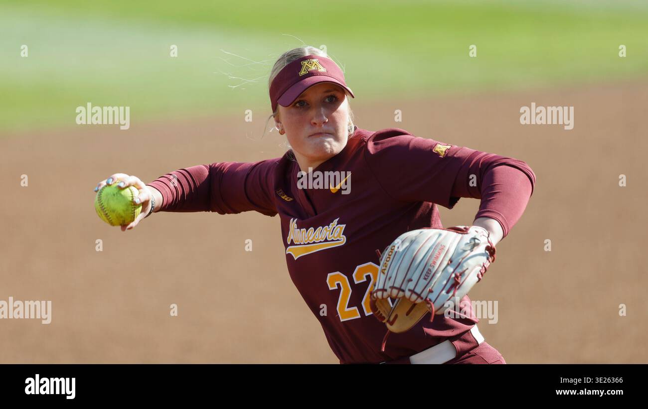 Minnesota's Kennedy Jacobson (22) during an NCAA college softball game ...