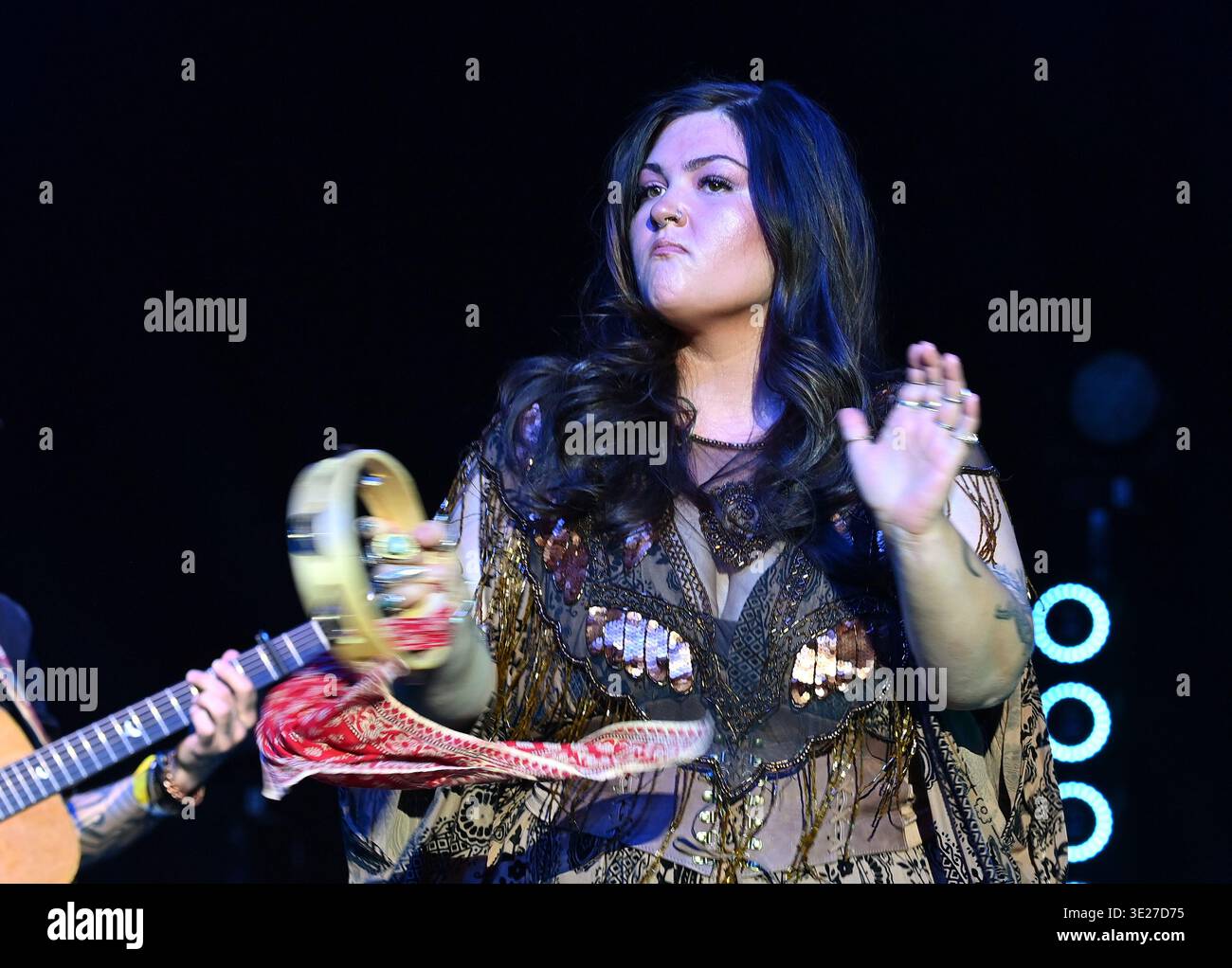 Logan Simmons from The Band Loula onstage at Warner Records Nashville ...