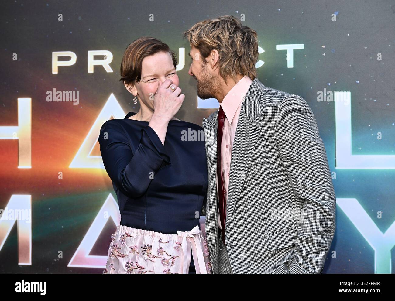 Sandra Hüller, left, and Ryan Gosling attend the premiere of "Project ...