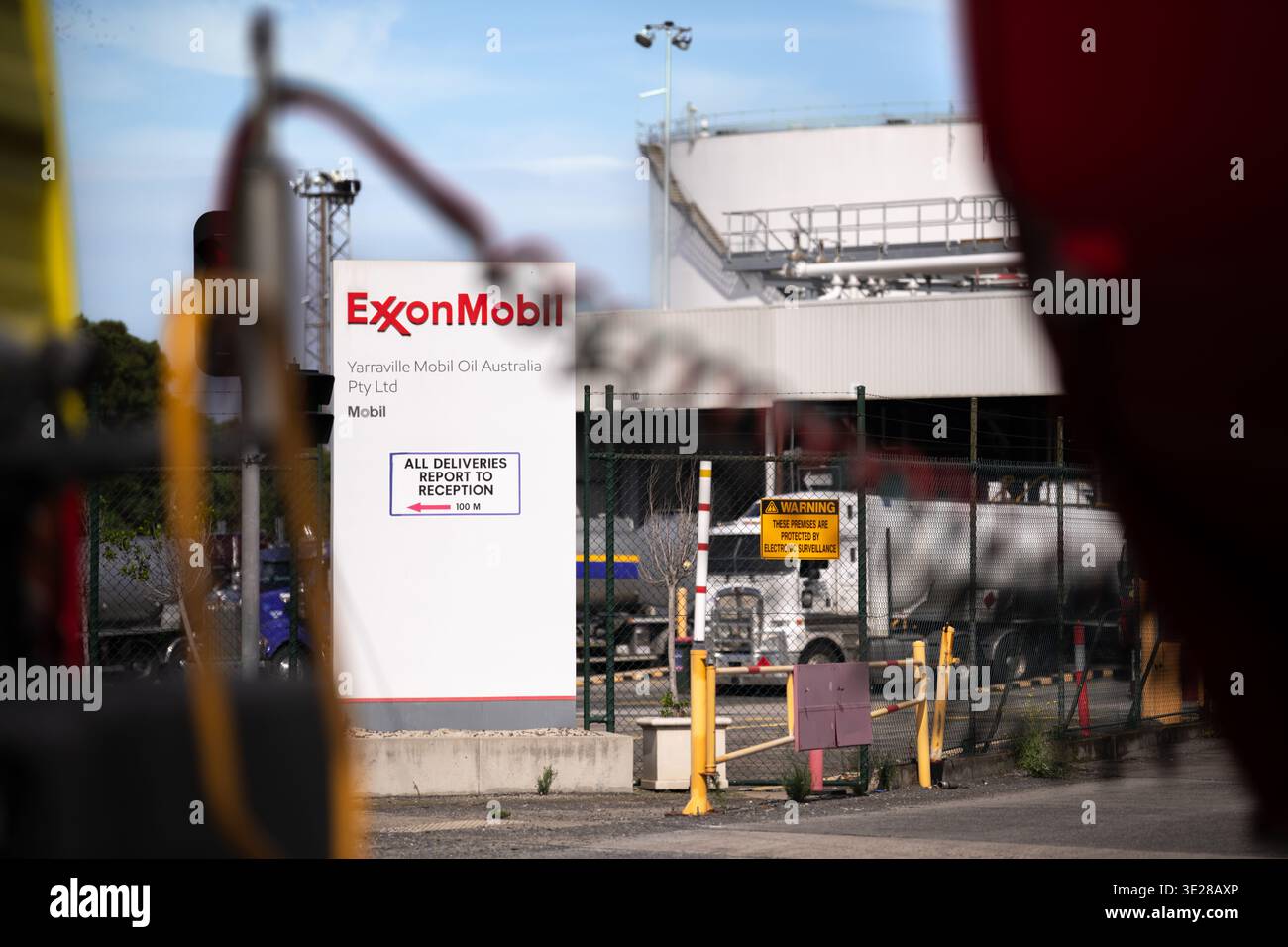 A petrol tanker leaves the ExxonMobil Yarraville Terminal in Spotswood ...