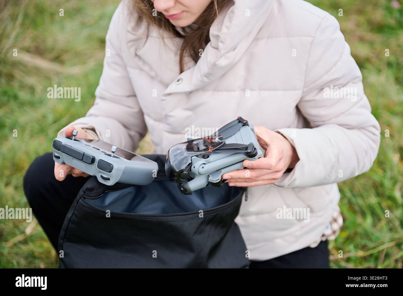 Woman takes drone controller hi-res stock photography and images - Alamy