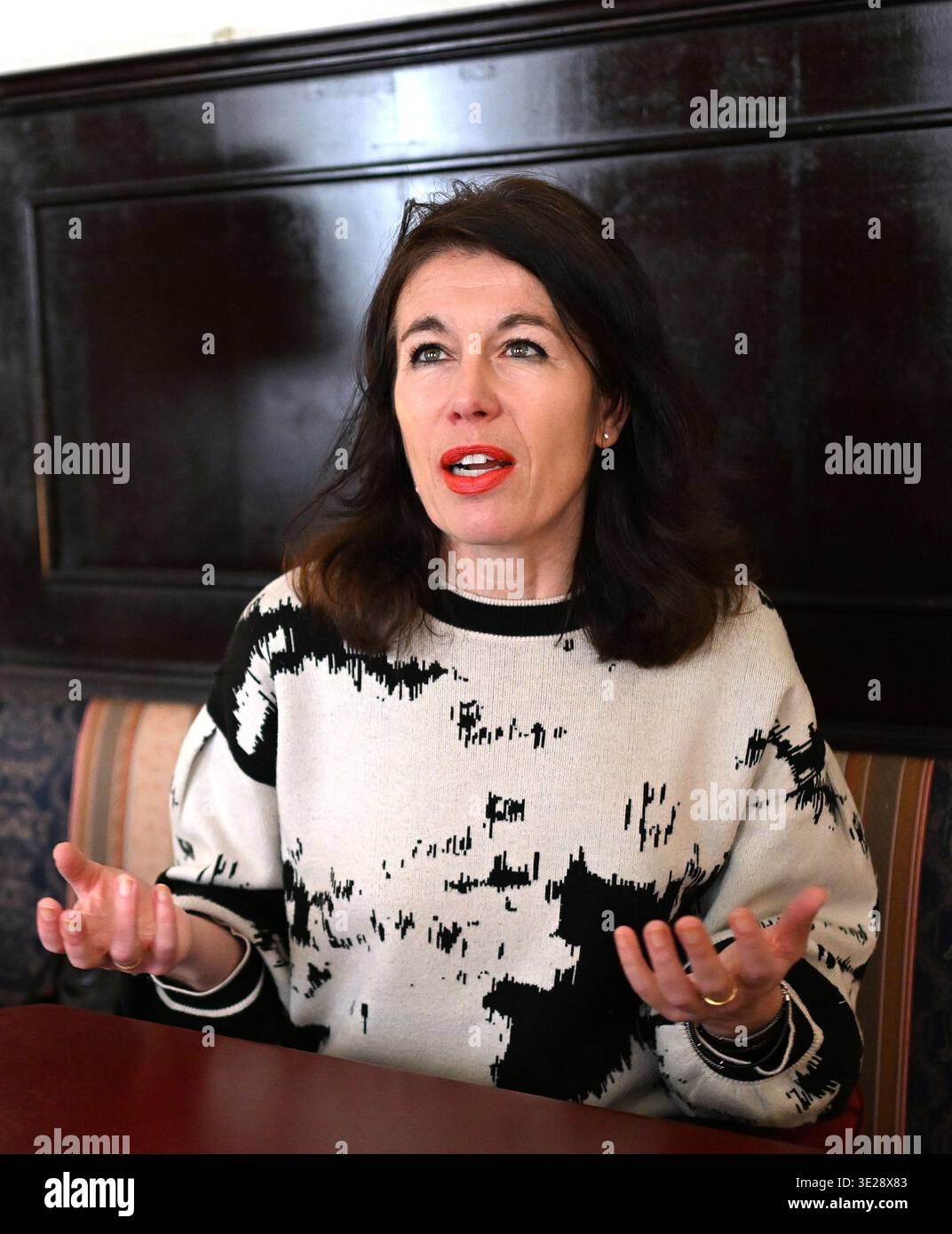 Austrian writer Andrea Grill on Monday, 16 March 2026, during an ...