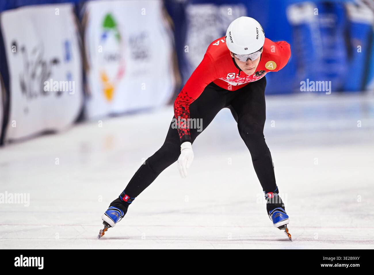 MONTREAL, QC - MARCH 13: Tobias Wolf (AUT) races during the men 500m ...