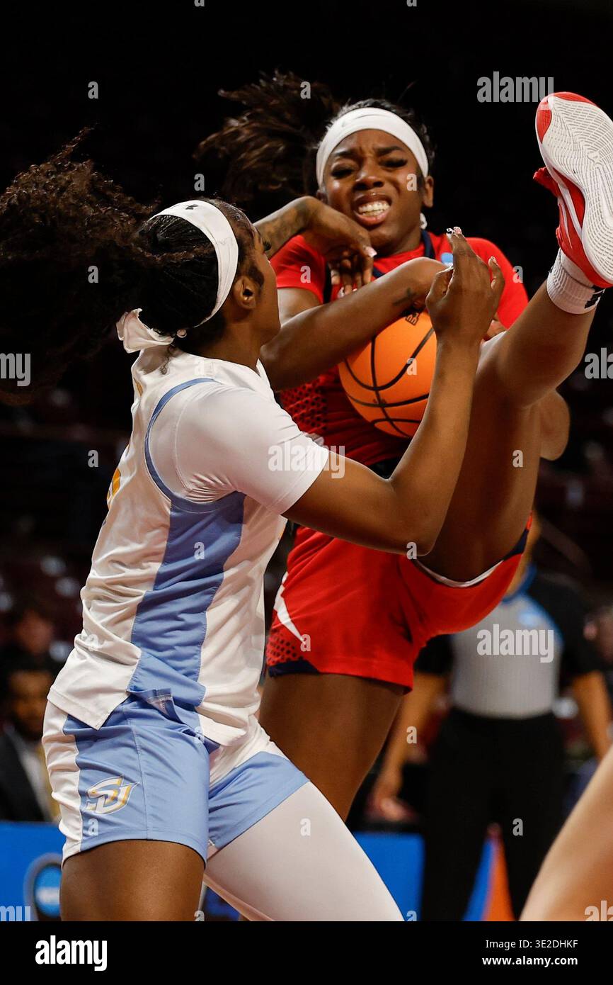 Samford guard Sierra Godbolt, right, battles Southern University guard ...